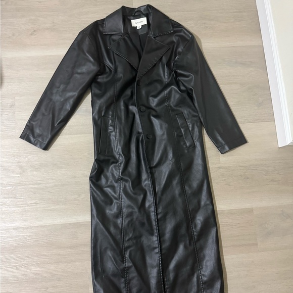 Glassons | Jackets & Coats | Glassons Black Faux Leather Trench Coat ...
